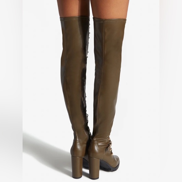 Shoe Dazzle | Shoes | Nib Dark Olive Faux Leather Lace Up Boots | Poshmark